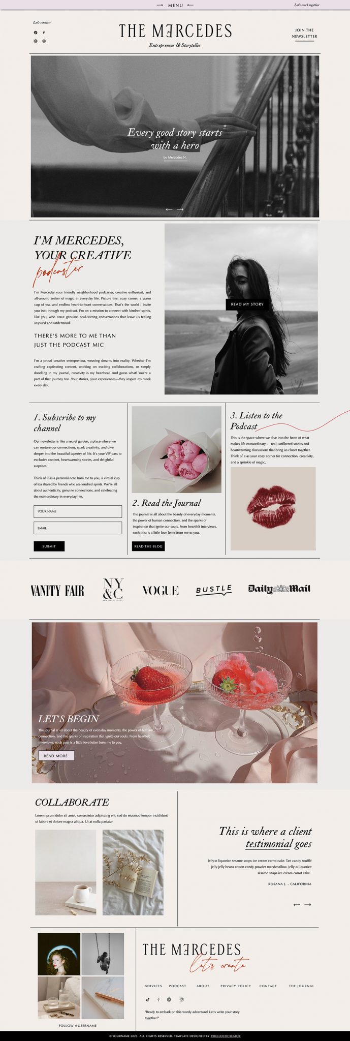 The Mercedes - Showit Creative Website Template