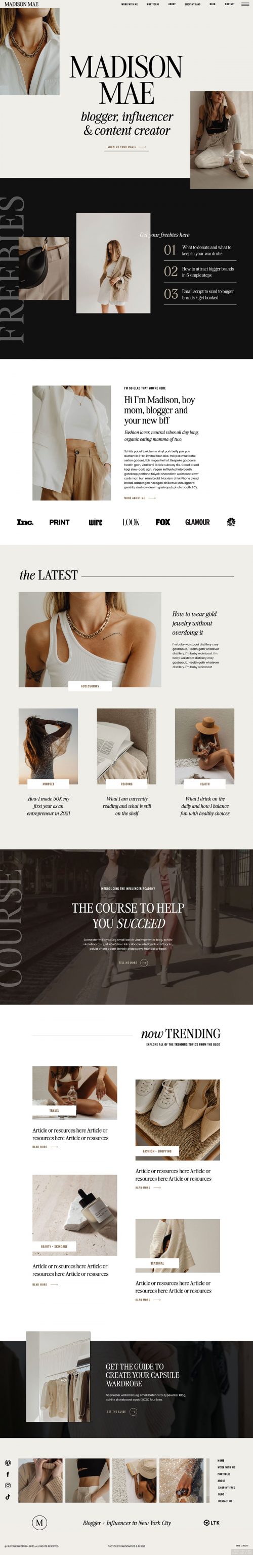 Madison Mae - Showit Creative Website Template