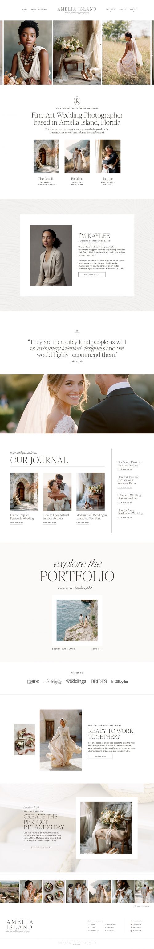 Amelia Island - Showit Creative Website Template