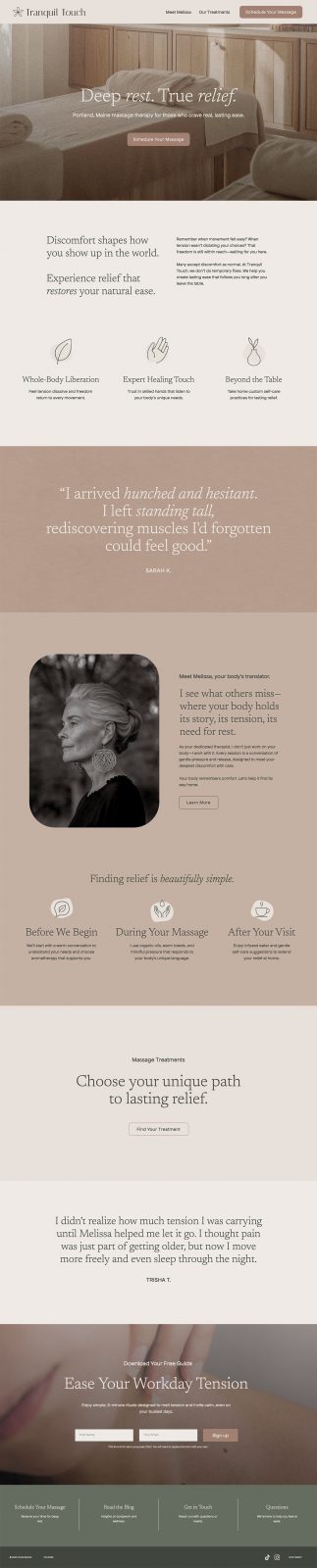 Tranquil Touch - Showit Creative Website Template