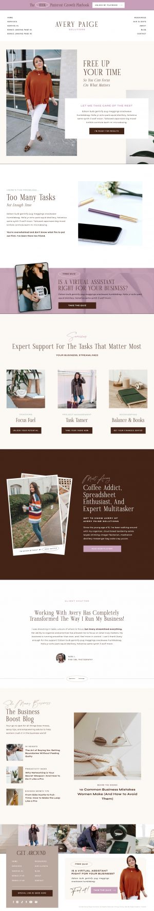 Avery Paige - Showit Creative Website Template