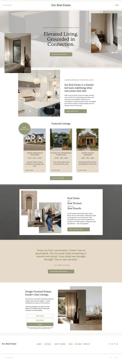 Iris Real Estate - Showit Creative Website Template