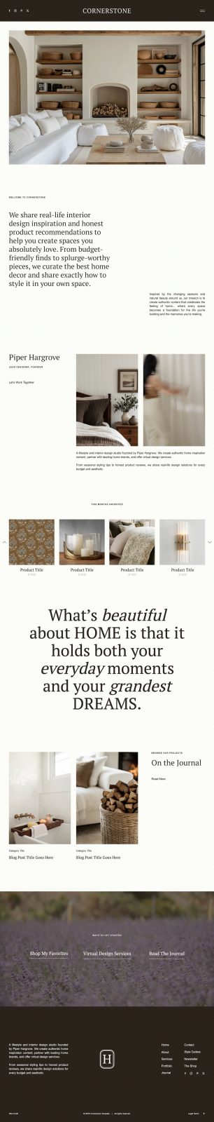 Cornerstone - Showit Creative Website Template