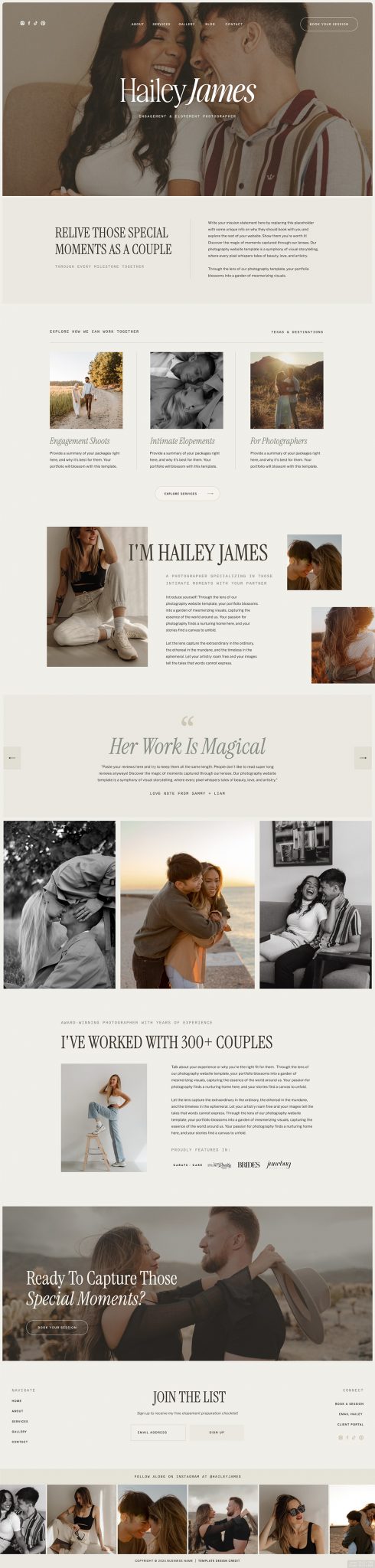 Hailey James - Showit Creative Website Template