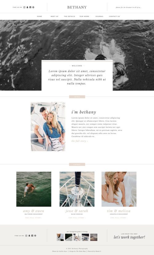 Bethany - Showit Free Photography Website Template