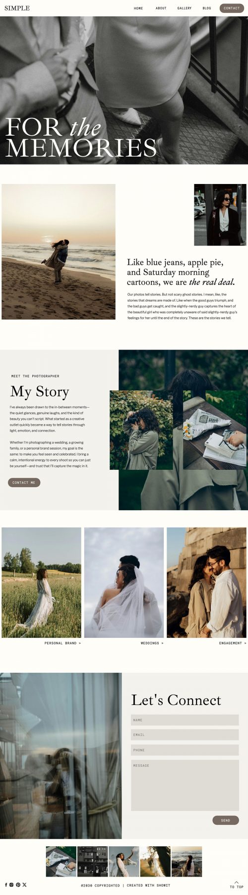 Simple - Showit Free Photography Website Template